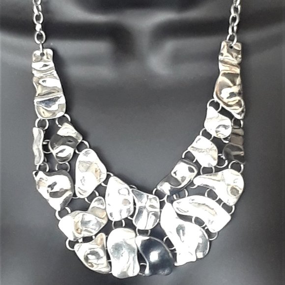 Jewelry | Necklace Statement Metal Bk And Silver | Poshmark